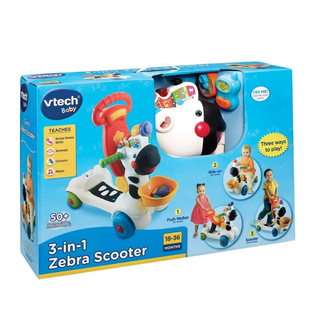 Vtech Animal Fun 3 In 1 Zebra Scooter - Juniors Toyshop